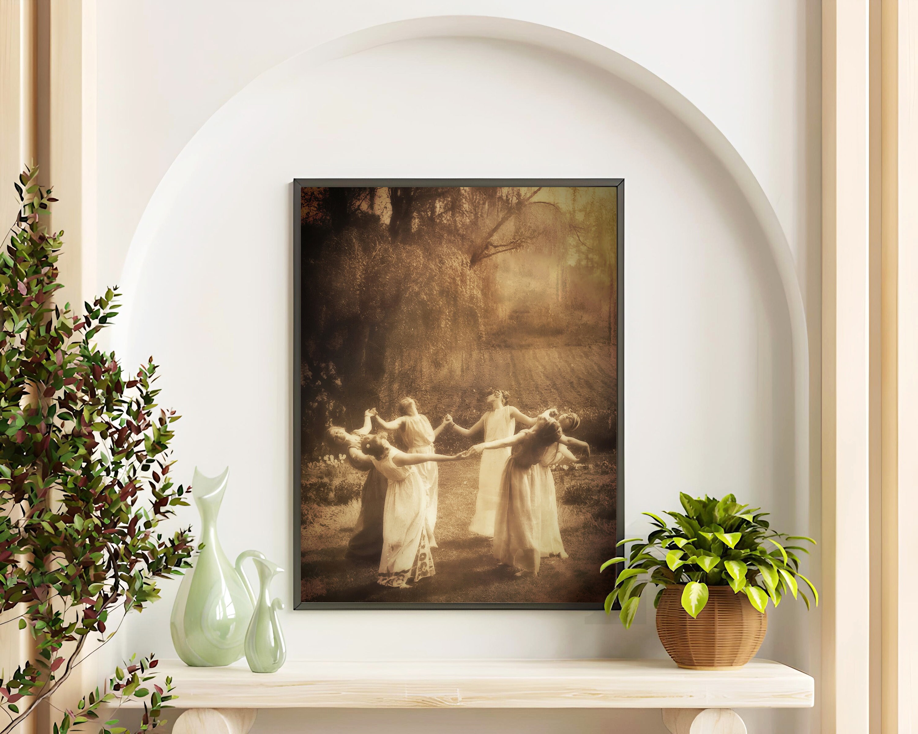 Ritual Dance Circle. Nature Worship Girls. Dancing Women in the Night ...