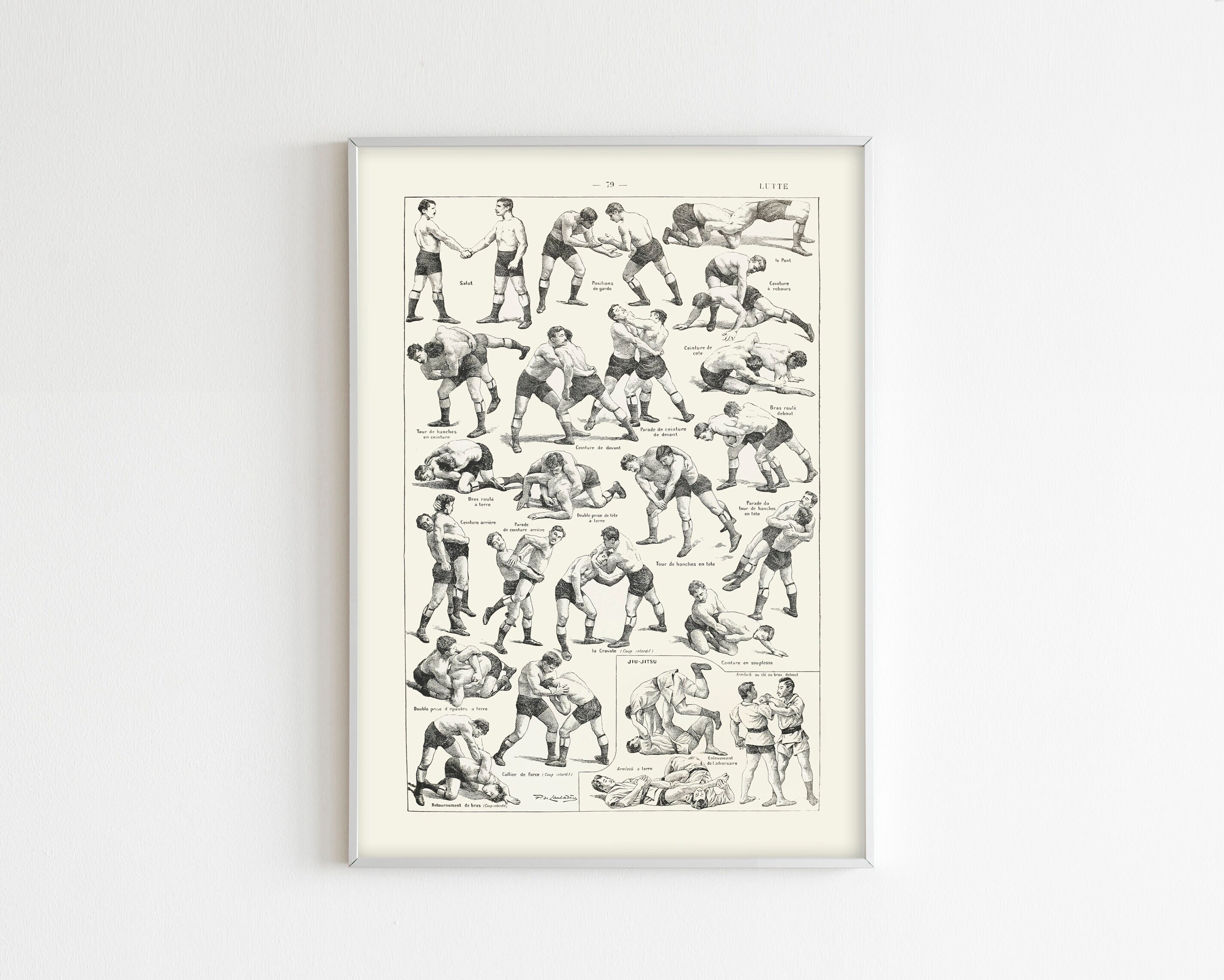 Wrestling Moves and Poses. Hand Drawn, Vintage Illustration of ...