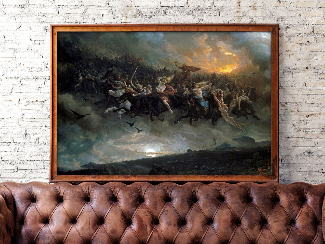 The Wild Hunt of Odin, 1872 Oil Painting. the Ride of Asgard. Vintage ...