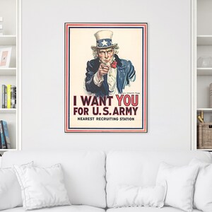 Uncle Sam Digital Print US Army Poster Drafting Wall Art Vintage ...