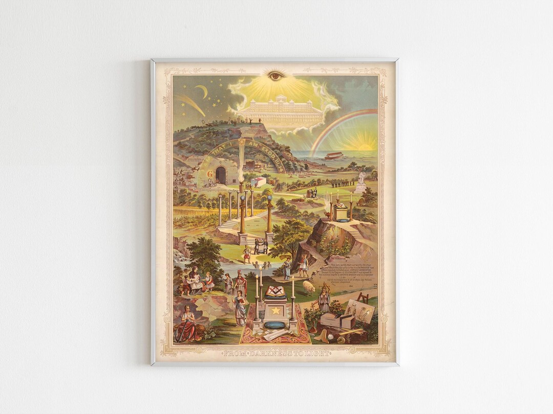 The Mystic Light of Masonry 1888, Masonic Certificate, Antique ...