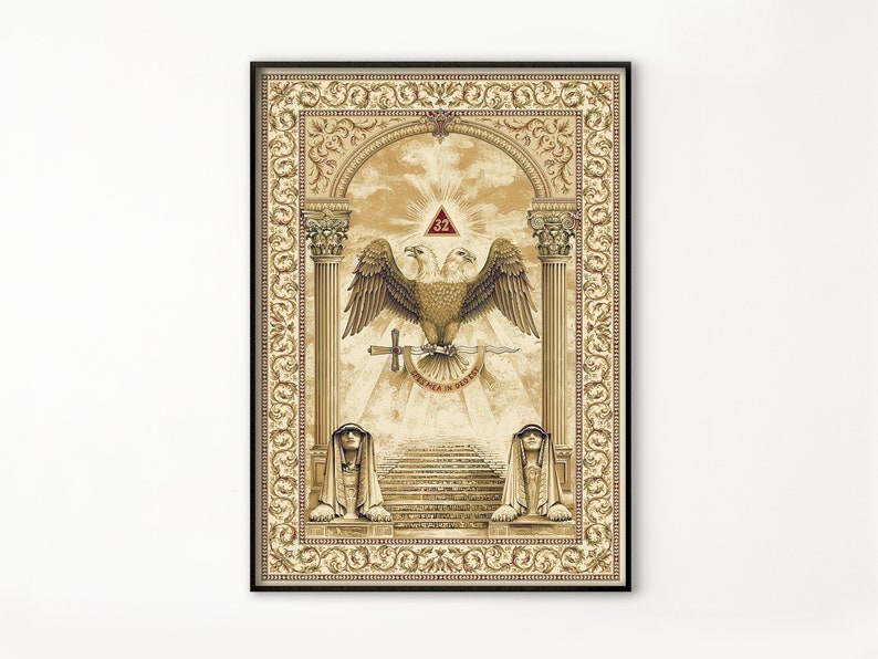 Scottish Rite 32 Degree Masonic Print Freemasonry Grand Lodge Double ...