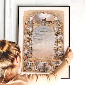 Freemason Certificate, Masonic Member Registration, Antique Freemasonry ...