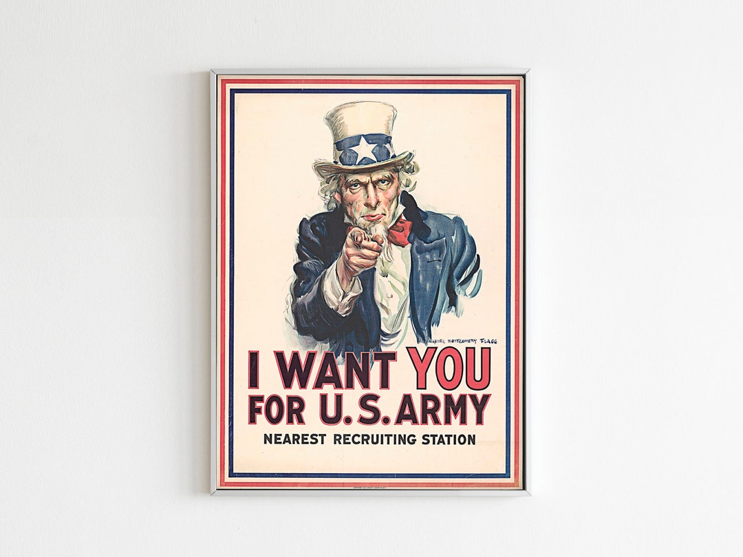 Uncle Sam Digital Print US Army Poster Drafting Wall Art Vintage ...