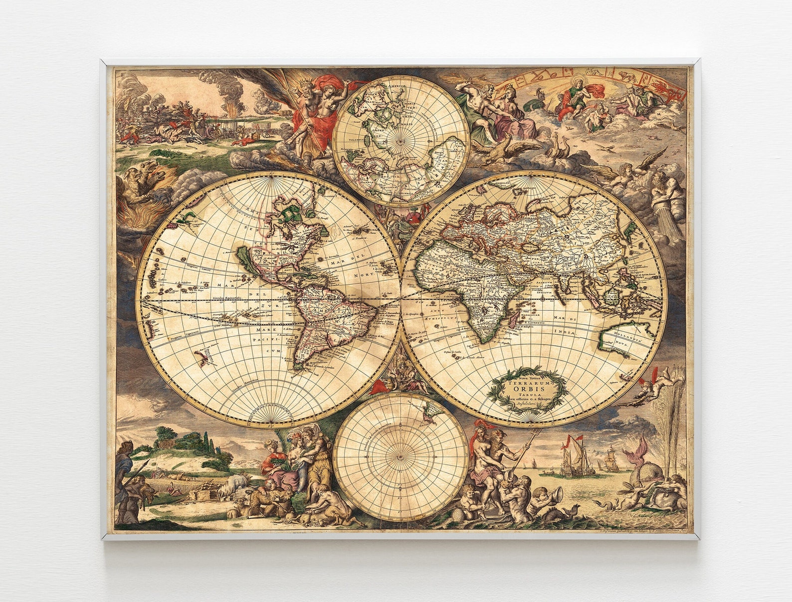 Antique World Map Ca 1668 Printable File, Vintage Map Print, Antique Cartography, Vintage ...