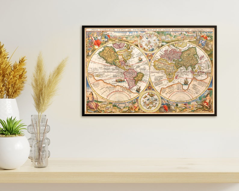 Antique World Map by Petrus Plancius 1594 Printable File, Digital Wall ...