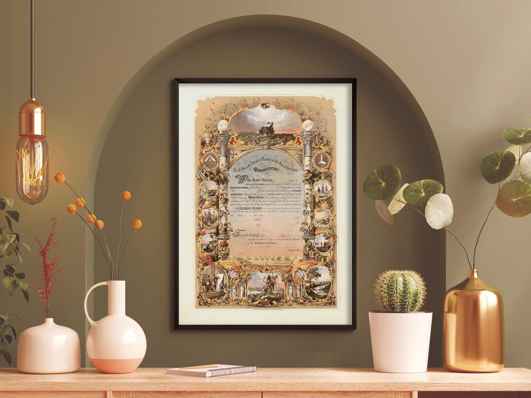 Freemason Certificate, Masonic Member Registration, Antique Freemasonry ...