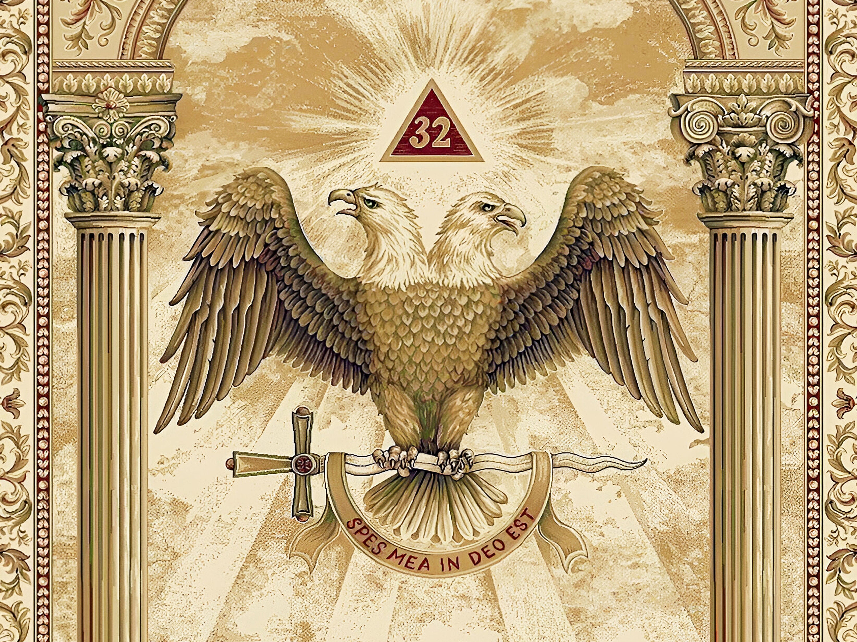 Scottish Rite 32 Degree Masonic Print Freemasonry Grand Lodge Double ...