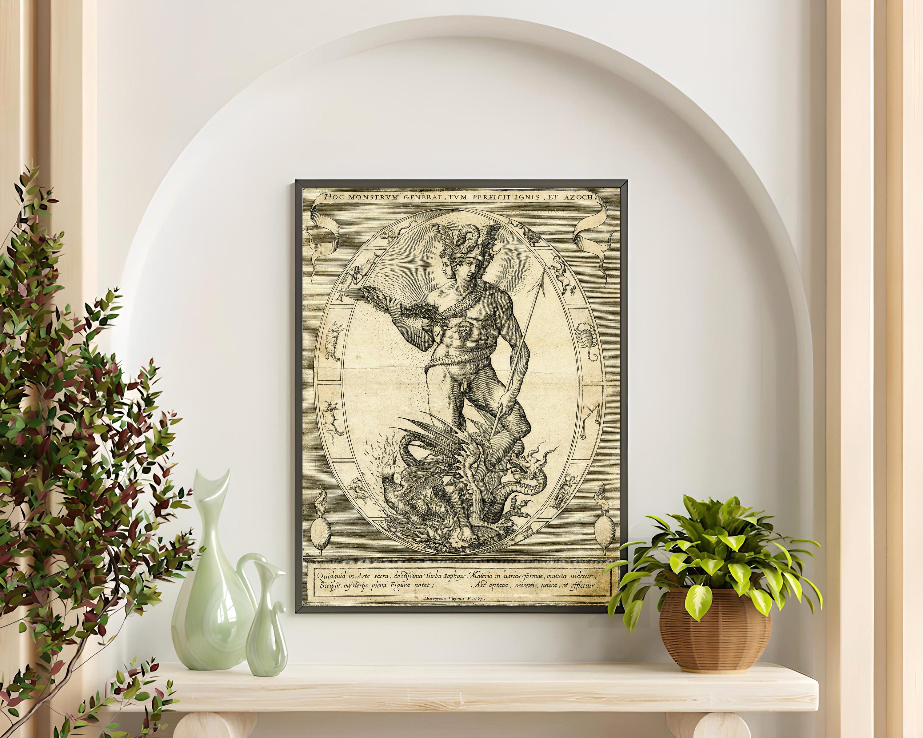 Vintage Alchemy Illustration From 16th Century. Mercury, Azoth or ...