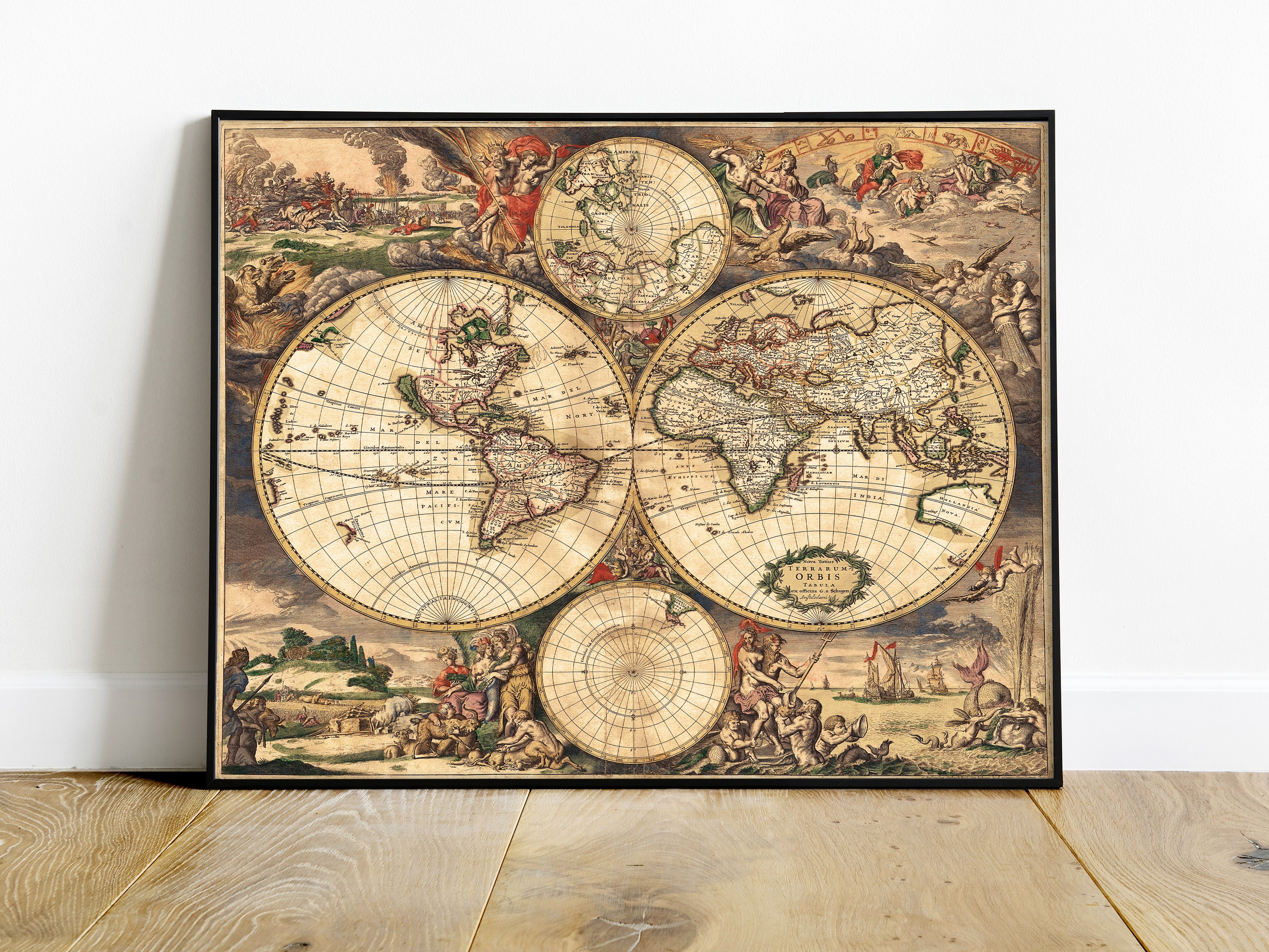 Antique World Map Ca 1668 Printable File, Vintage Map Print, Antique ...