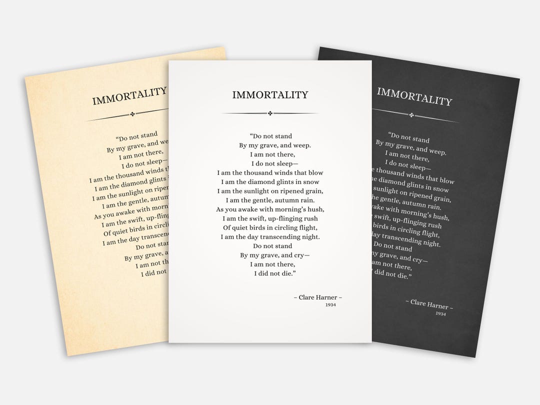 Immortality Quote Printable Book Page. Do Not Stand at My Grave and ...
