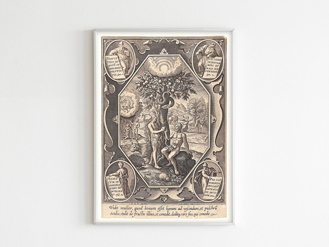 The Fall of Men Vintage Illustration Ca 1530 Tree of Wisdom Antique ...