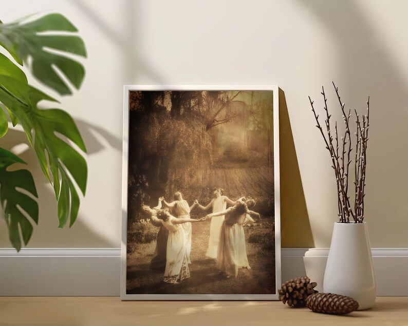 Ritual Dance Circle. Nature Worship Girls. Dancing Women in the Night ...