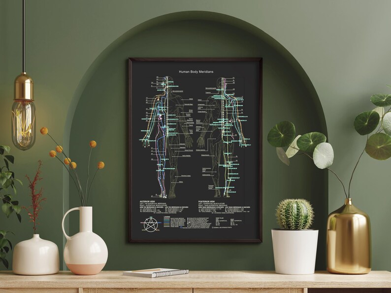 Human Body Meridians, Acupuncture Printable Poster, Lifelines Wall ...