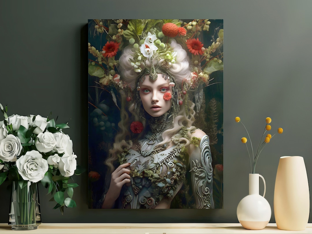 Enchanted Queen Portrait. Magic Forest. Druid Princess. Large Size ...
