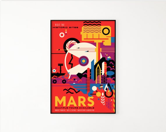 Nasa Posters Visit Mars Printable File Digital Wall Art | Etsy
