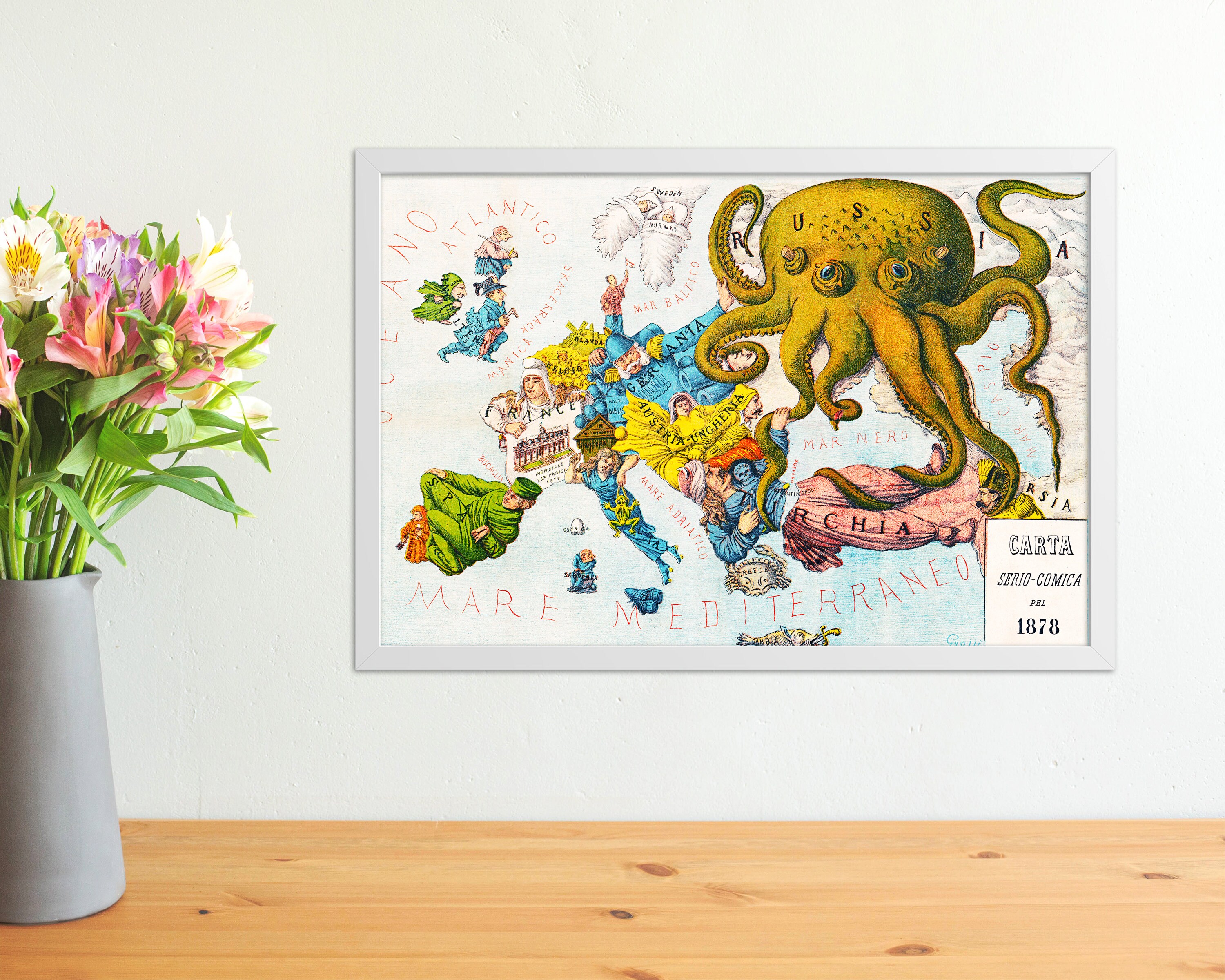 Funny World Map From 1878 Carta Comica by Augusto Gross - Printable ...