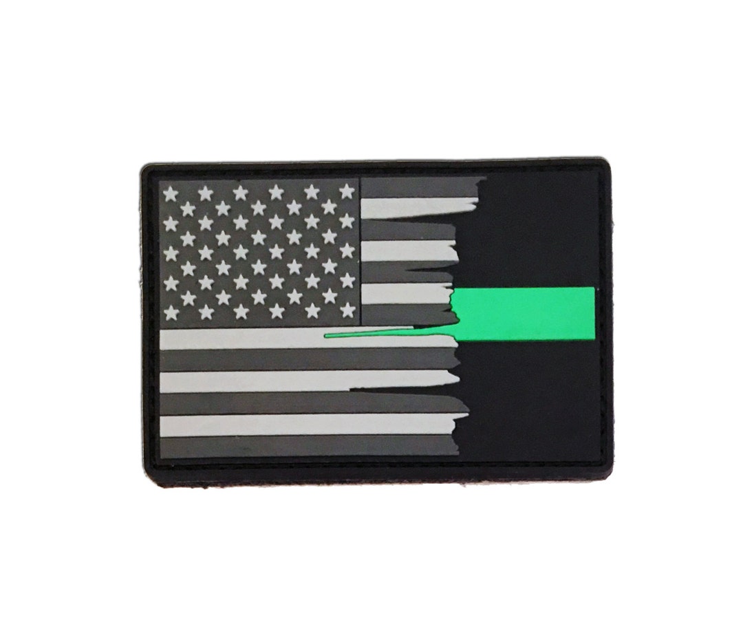 Subdued Tattered American Flag Thin Green Line PVC Patch - Etsy