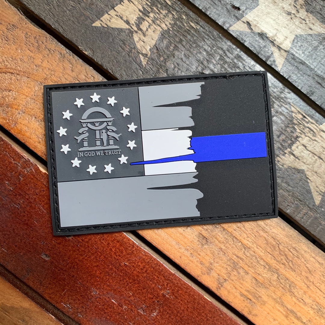 Subdued Tattered Georgia State Flag Thin Blue Line PVC Patch - Etsy UK