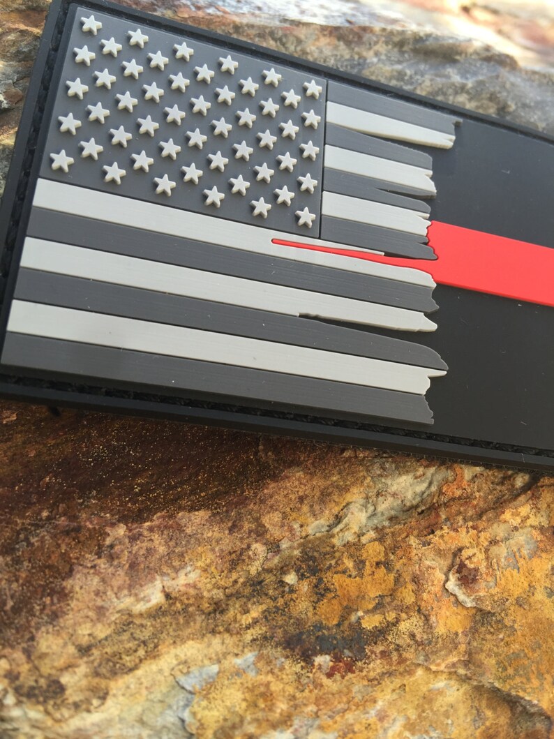 Subdued Tattered American Flag Thin Red Line PVC Patch - Etsy