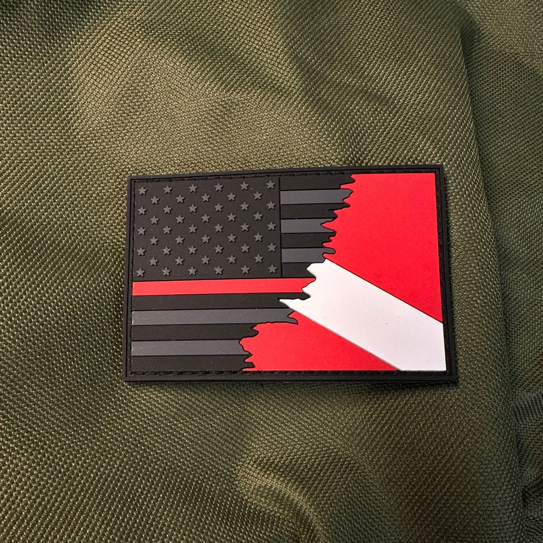 Subdued Tattered Thin Red Line American Flag Diver SAR PVC Patch - Etsy