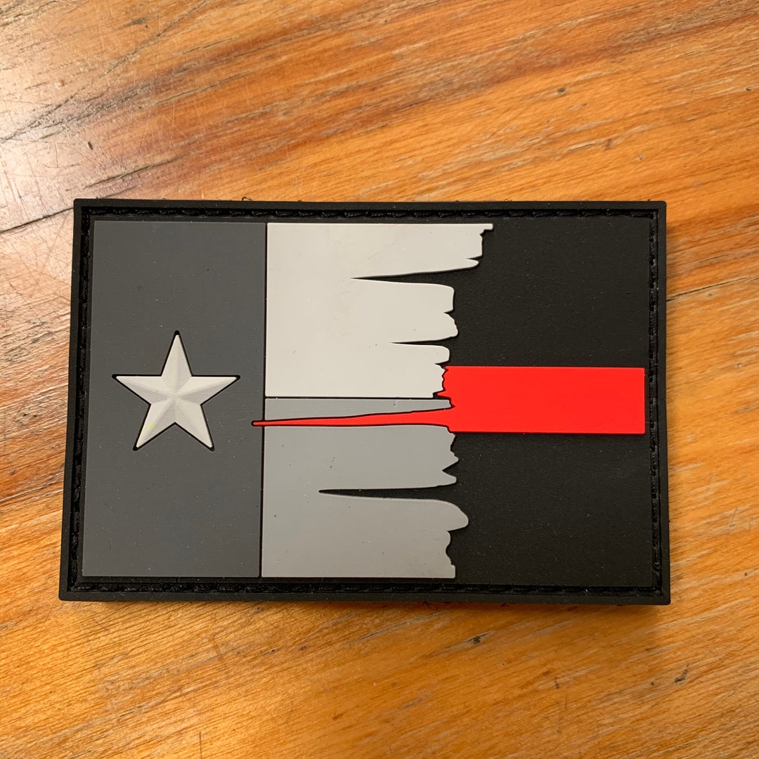 Subdued Tattered Texas State Flag Thin Red Line PVC Patch - Etsy