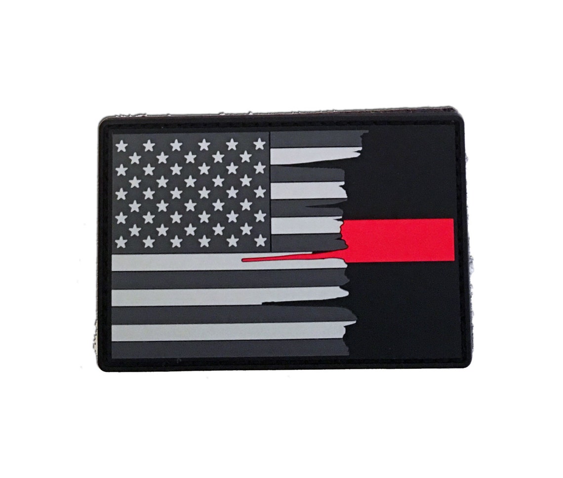 Subdued Tattered American Flag Thin Red Line PVC Patch - Etsy
