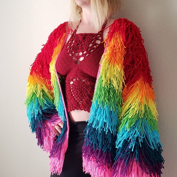 Crochet Shaggy Cardigan Pattern - Etsy