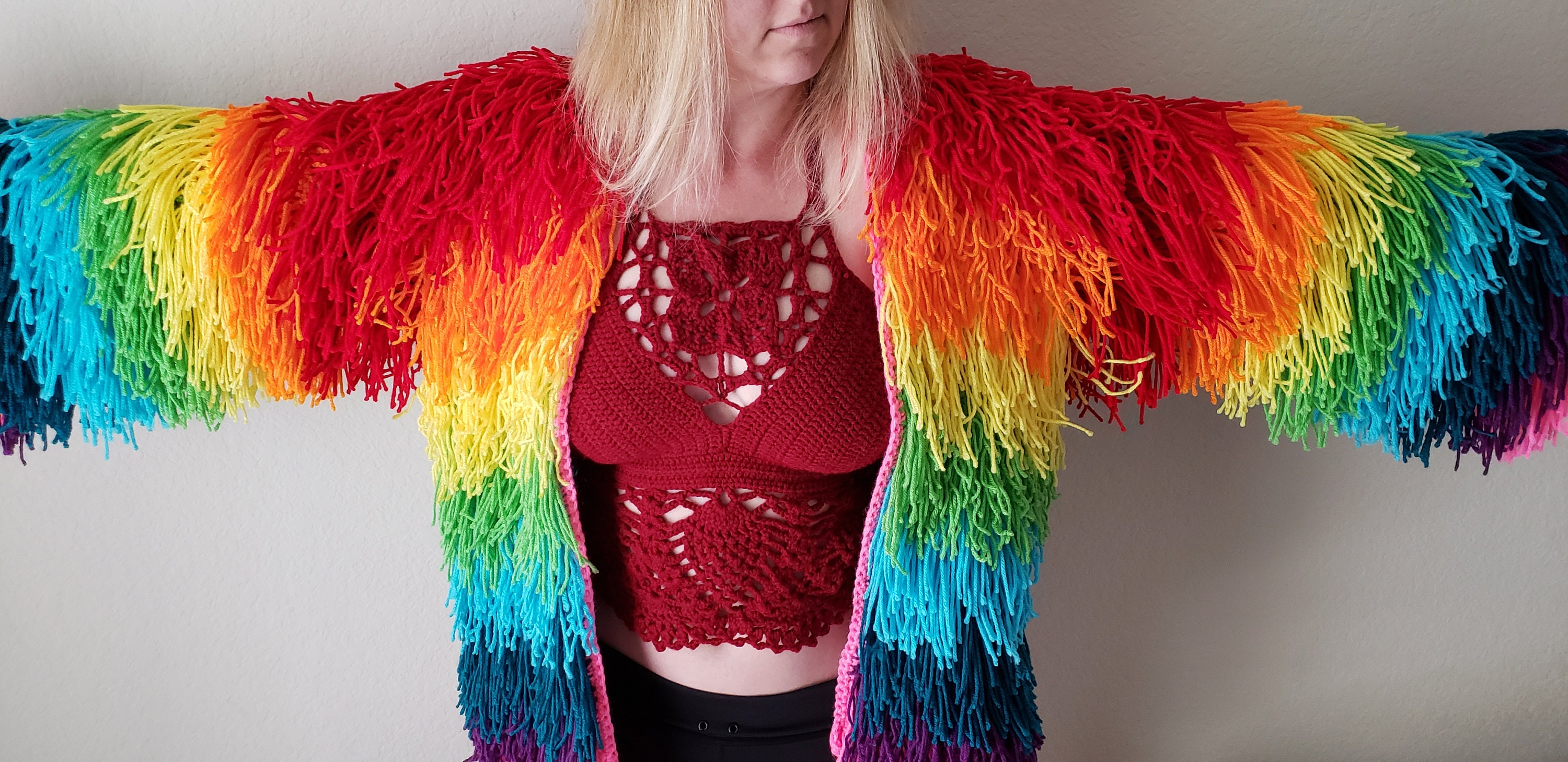 PATTERN: Rainbow Fringe Jacket Crochet Pattern, Bohemian Festival ...