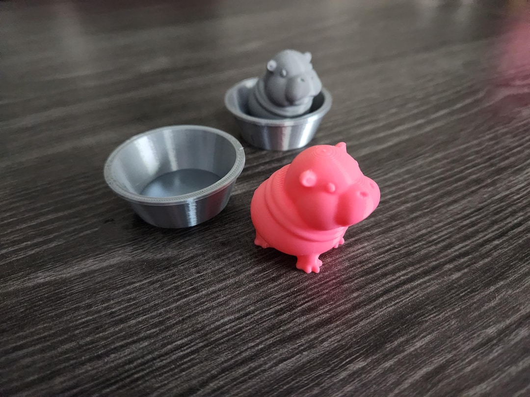 Mini Moo Deng 3D Printed Hippo Figurine, Bath Time Spicy Baby Hippo ...