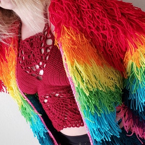 Pattern - Rainbow Fringe Festival Jacket Crochet Pattern, Bohemian ...