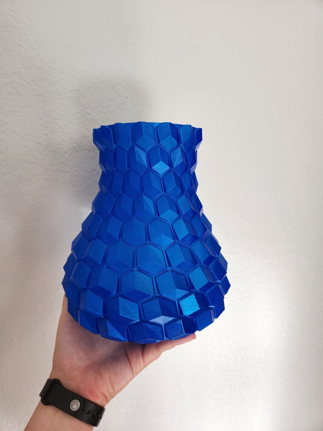 3D Printed Geometric Vase, Blue Translucent Vase for Silk or Dried ...