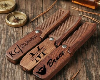 Wooden Beard Comb Personalized Grooming Gift for Him, Custom Dad ...