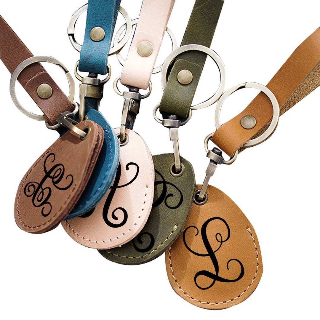 Personalized Leather Keychain. Custom Leather Keychain. Monogrammed ...