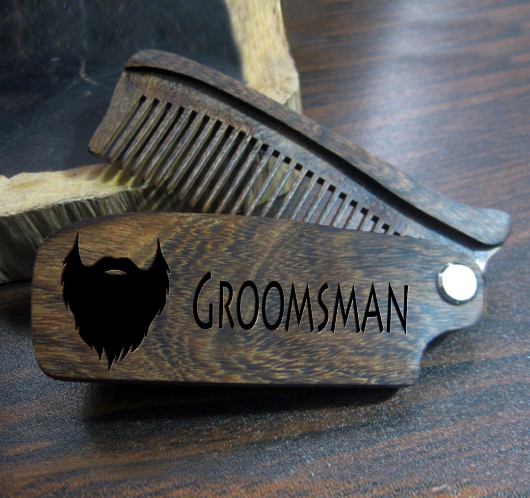Personalized Folding Wood Comb - Mens Beard, Mustache and Hair, Mens ...