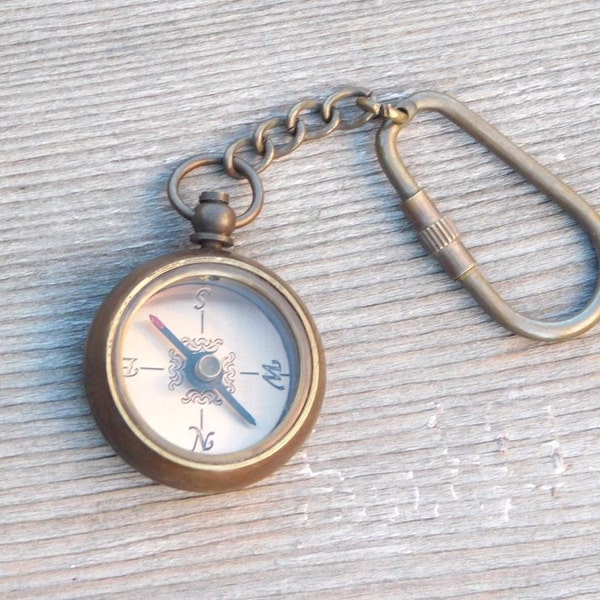 Engraved Compass Keychain - Etsy