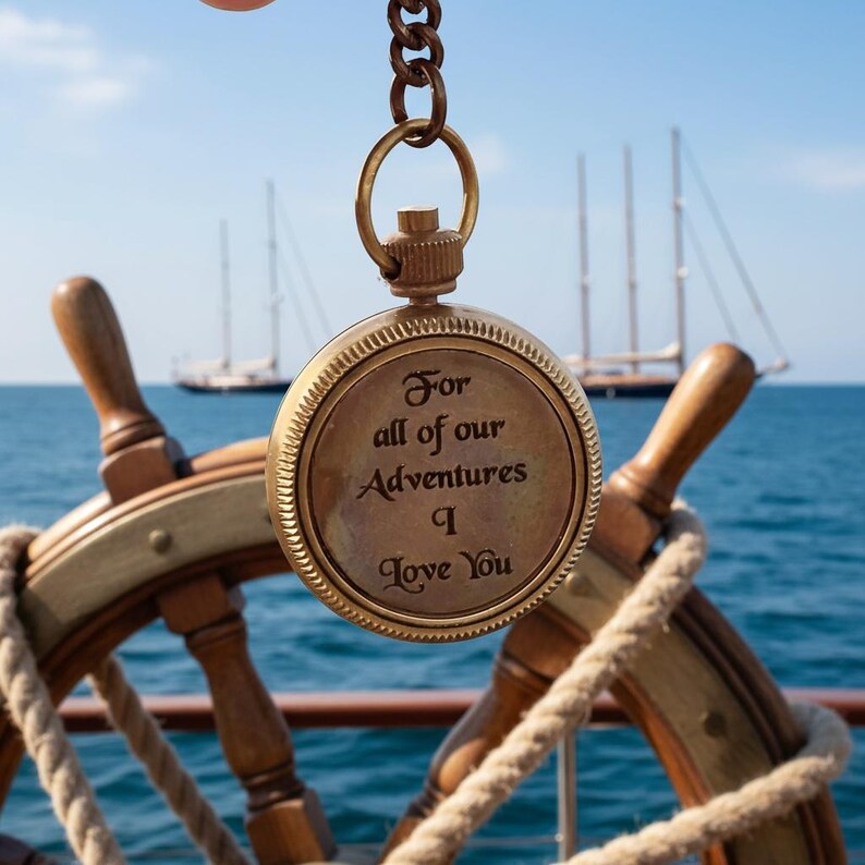 Engraved Nautical Compass Keychain – “personalized Gift” – Gift for ...