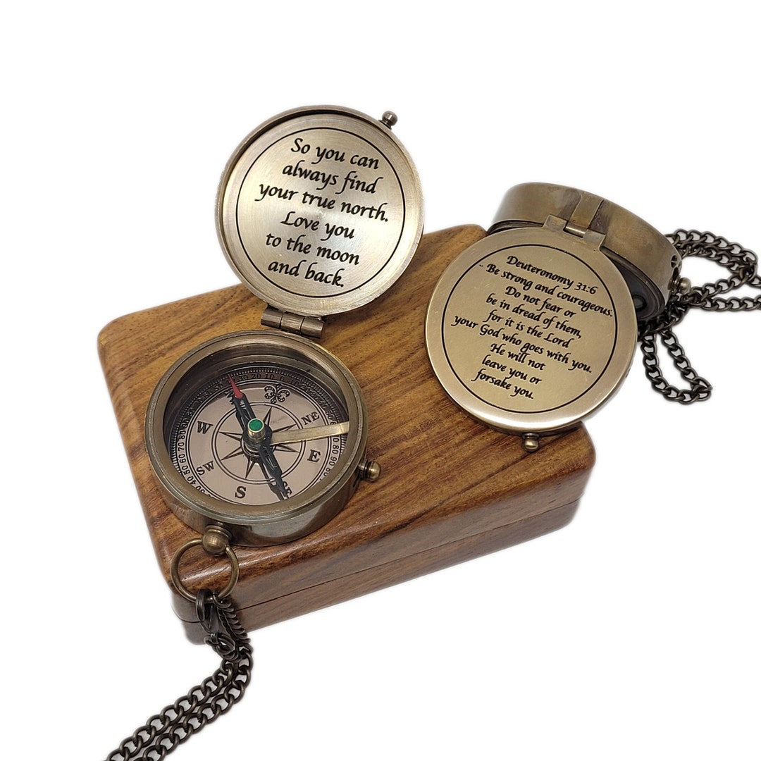 Brass Compass, Personalized Compass With Custom Handwriting, Gift for ...