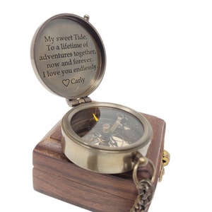 Brass Compass, Personalized Compass, Engraved Compass, Boating Compass ...