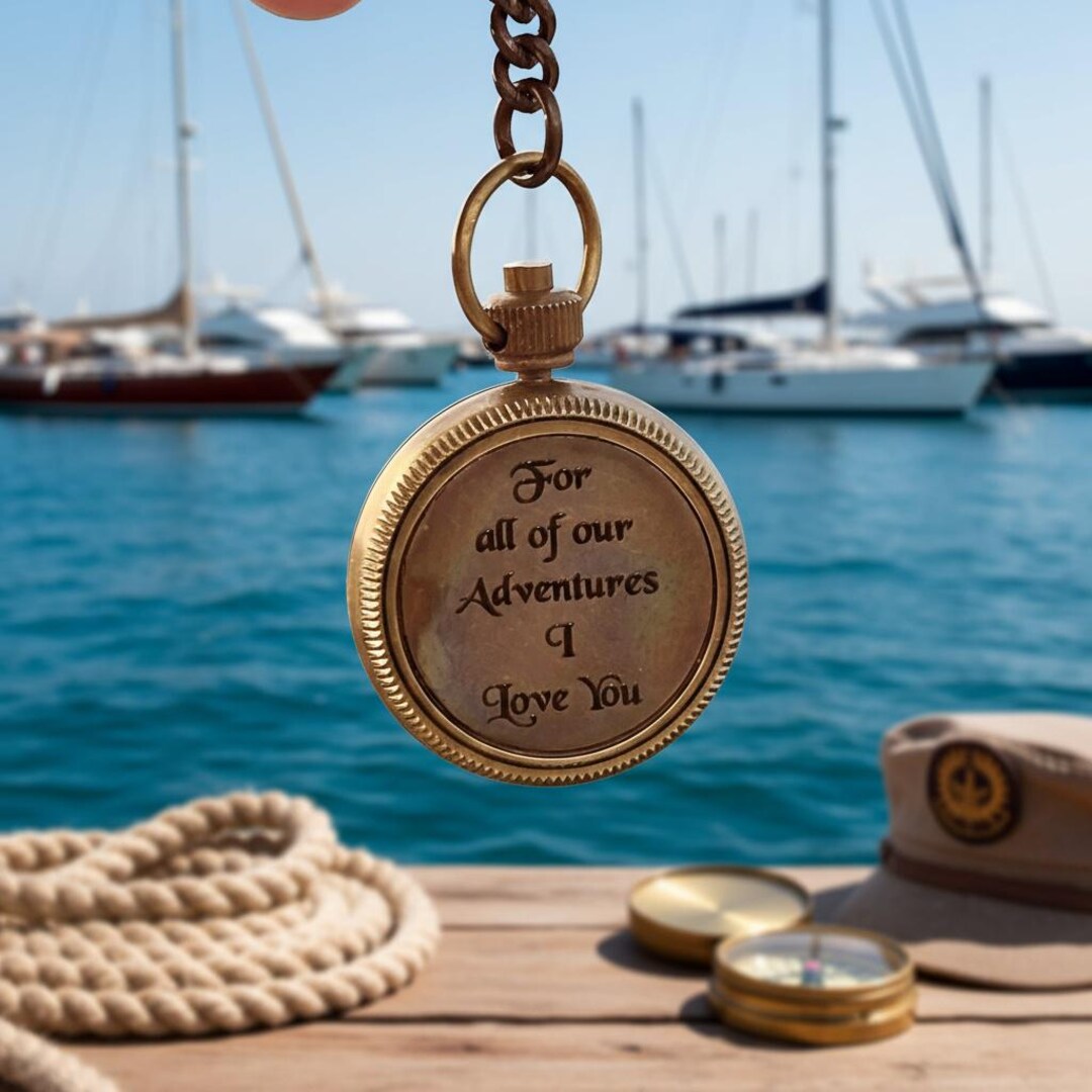 Engraved Nautical Compass Keychain – “personalized Gift” – Gift for ...
