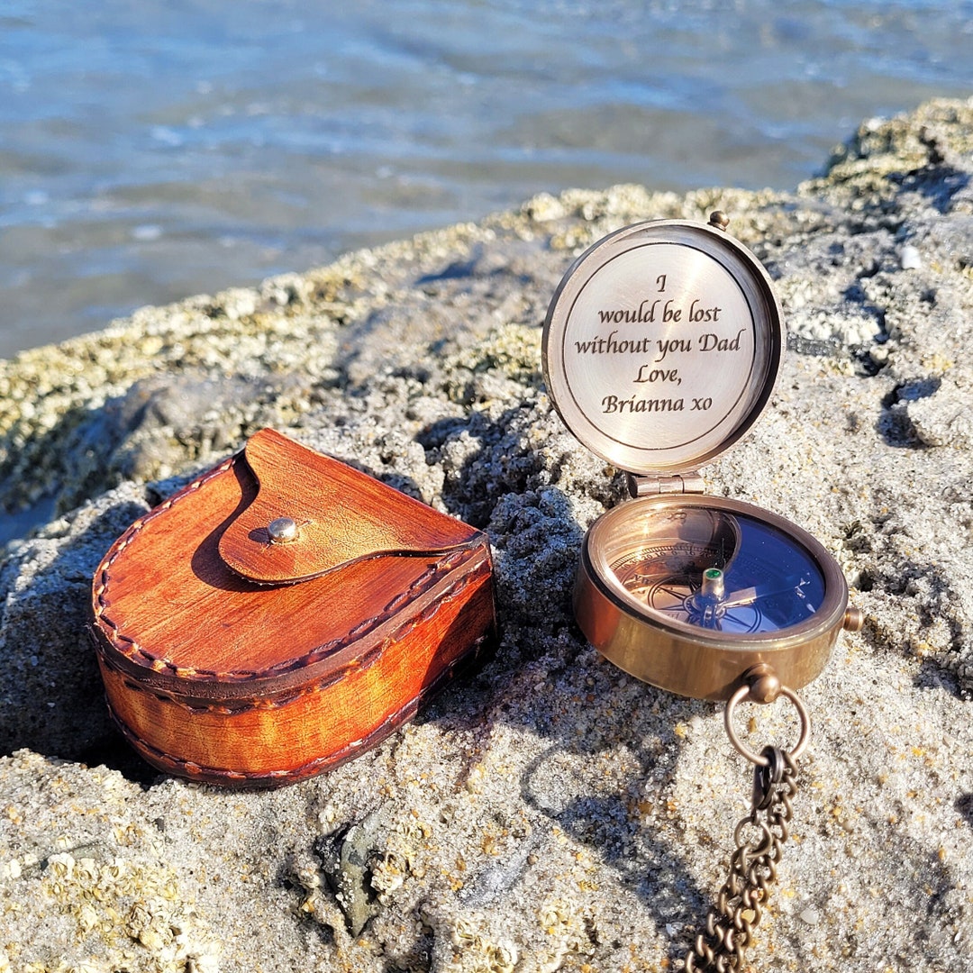 Engraved Brass Compass, Anniversary Gifts for Men, Personalized Compass ...