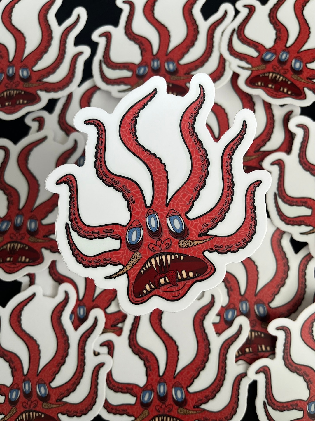 Red Tentacle Monster Sticker Large - Etsy