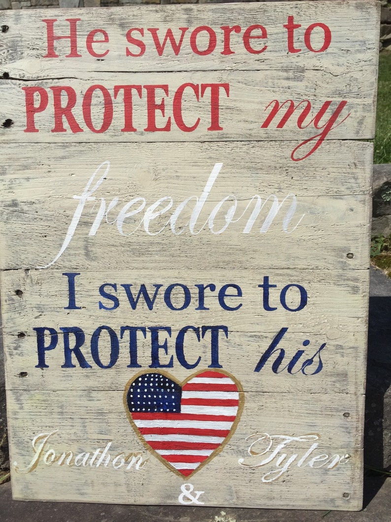 Handmade Hand Painted Distressed Wood Military Sign He Swore | Etsy