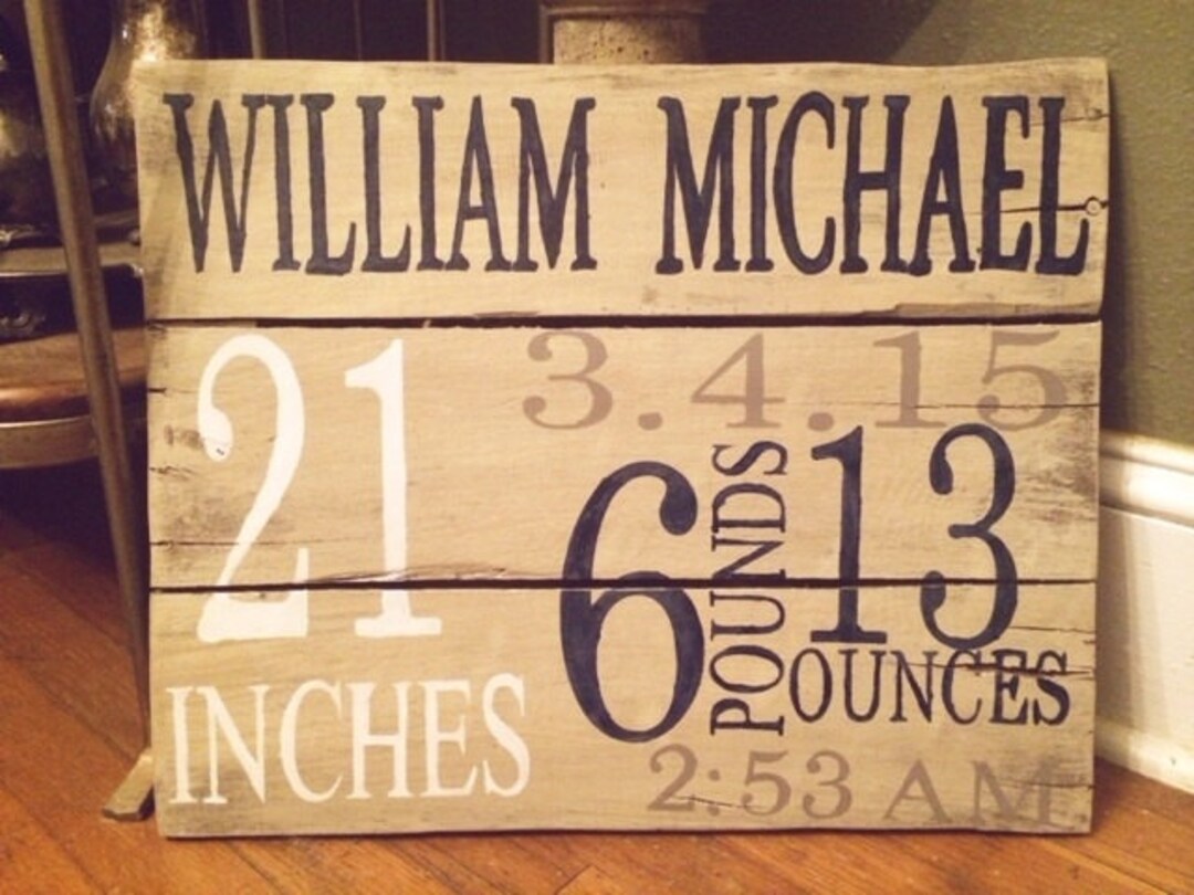 Handmade Handpainted Wood Birth Announcement Sign With - Etsy