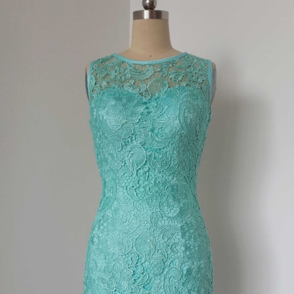Turquoise Lace Dress - Etsy