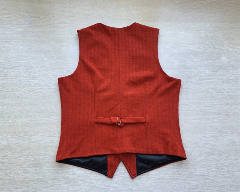 Red Men's Vest Wedding Waistcoat Herringbone Tweed V-neck - Etsy