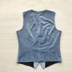 Womens Vest Dusty Blue Velvet Wedding Prom Waistcoat V-neck 2 Pockets 4 ...