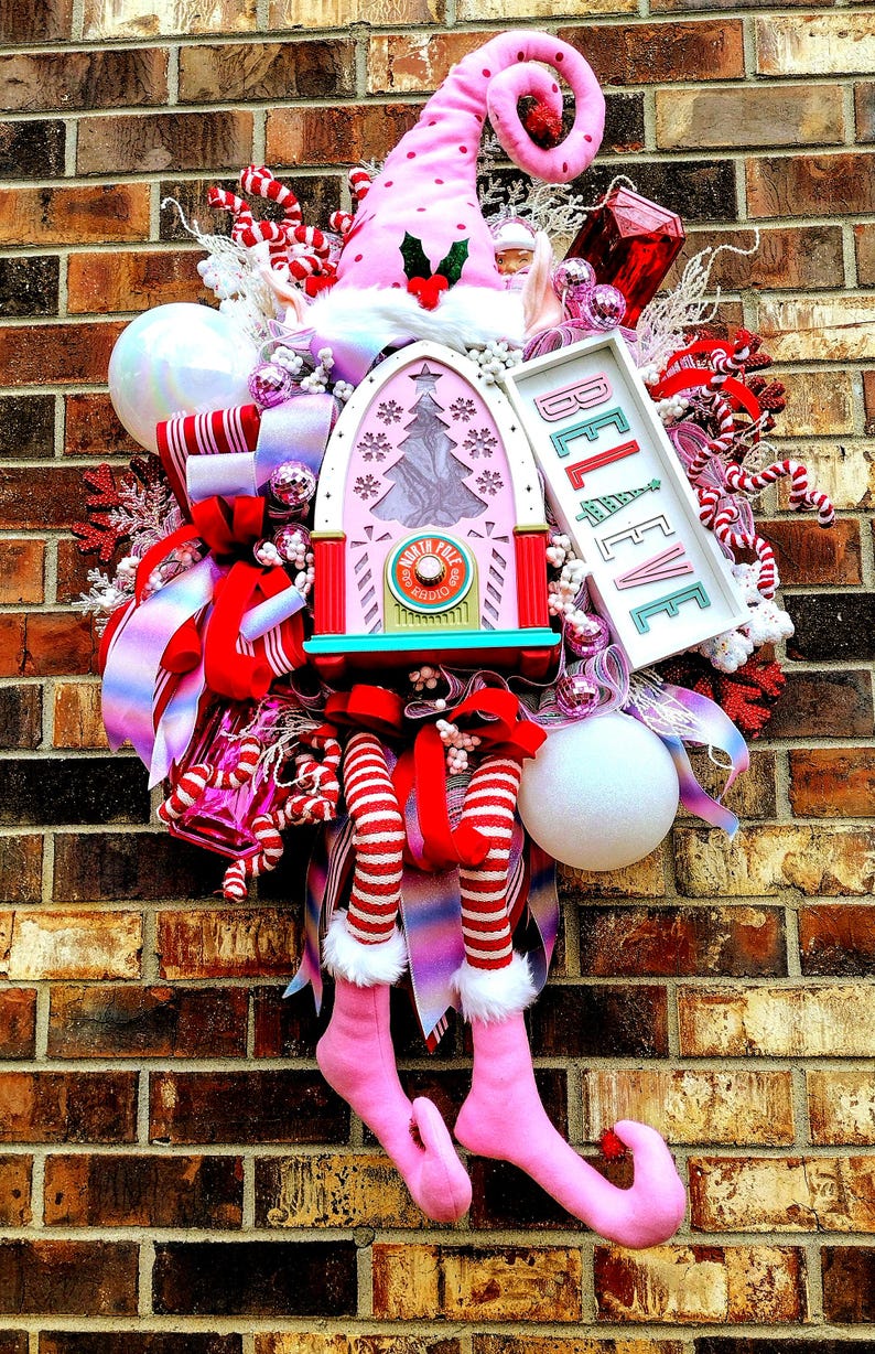 Christmas Elf Wreath: Light up Jewel Ornament, Glam Holiday Decor - Etsy