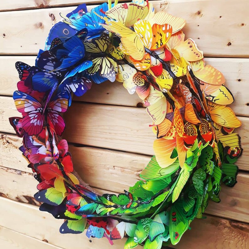 Multi Colored Butterfly Wreath Butterfly Wreath Front Door - Etsy