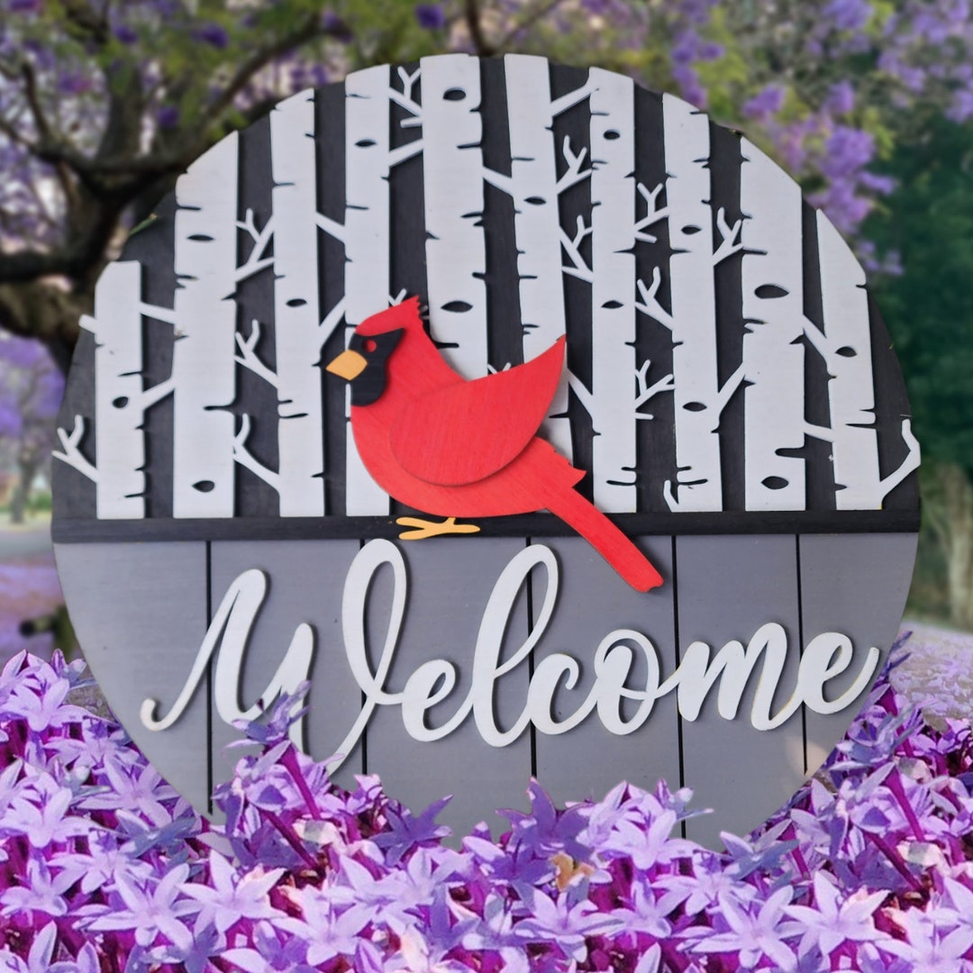 Cardinal Welcome Door Hanger - Etsy